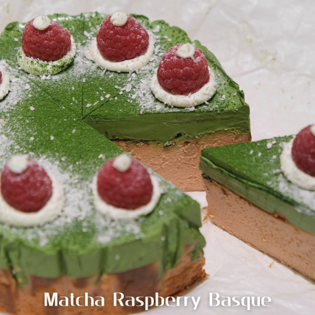 Christmas Baking Album (7)- Matcha Panna Cotta Raspberry Basque Cake ...